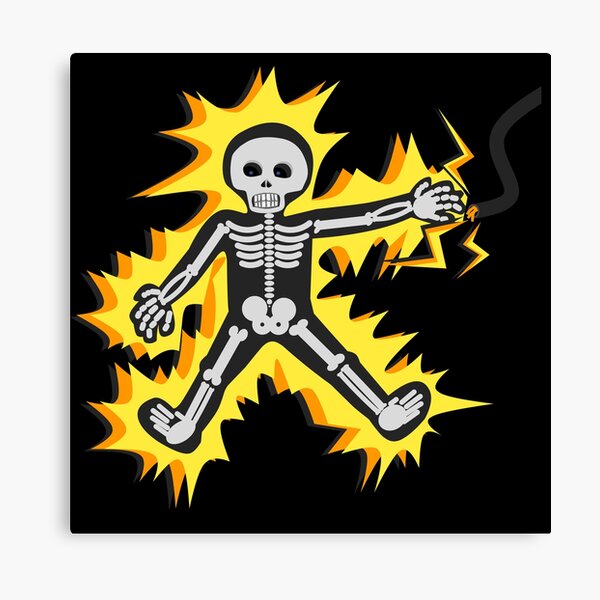 "Electrocuted human skeleton cartoon" Canvas Print for Sale by Mima40 ...