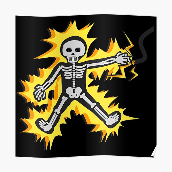 "Electrocuted human skeleton cartoon" Poster for Sale by Mima40 | Redbubble