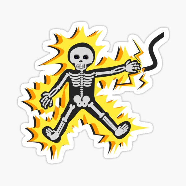 "Electrocuted human skeleton cartoon" Sticker for Sale by Mima40 ...