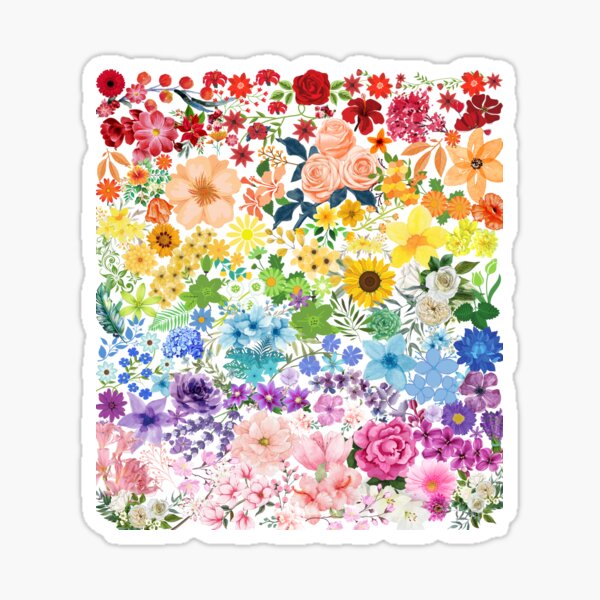 "Rainbow Flowers" Sticker for Sale by ThingsSheLove | Redbubble