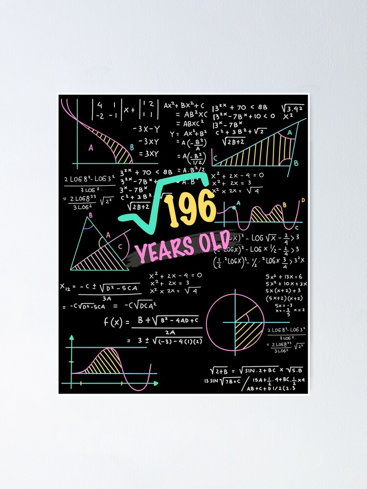 "Square Root of 196: 14th Birthday 14 Years Old Teen Boy Girl " Poster ...