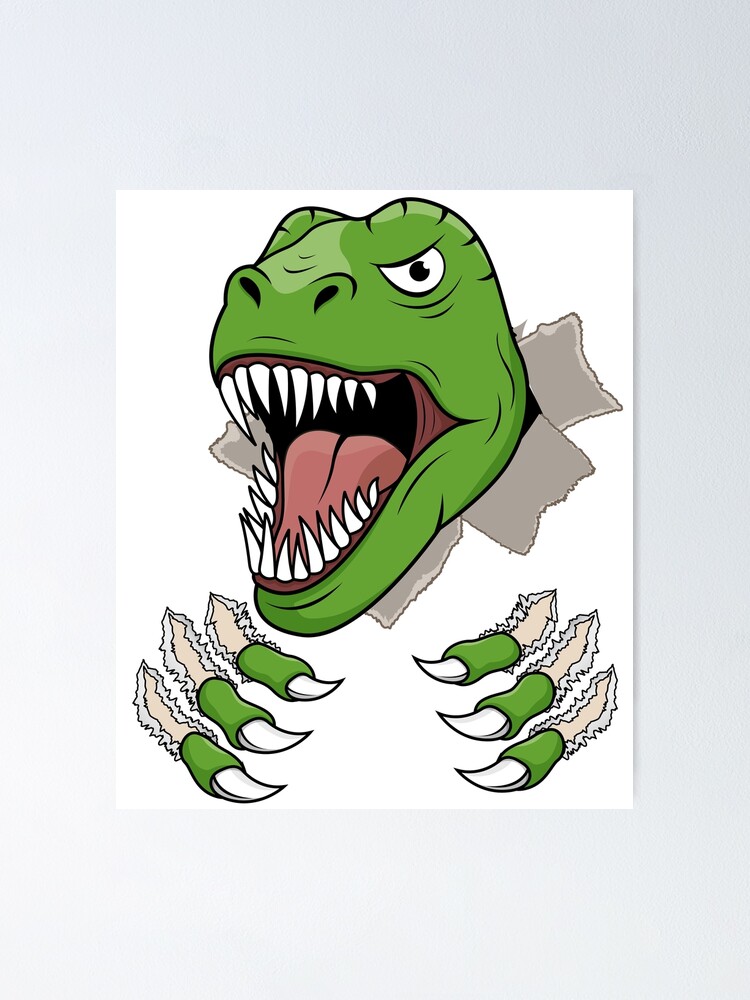 "Cool Dinosaur T-Rex Head Ripping Claws Dangerous Dino" Poster for Sale ...
