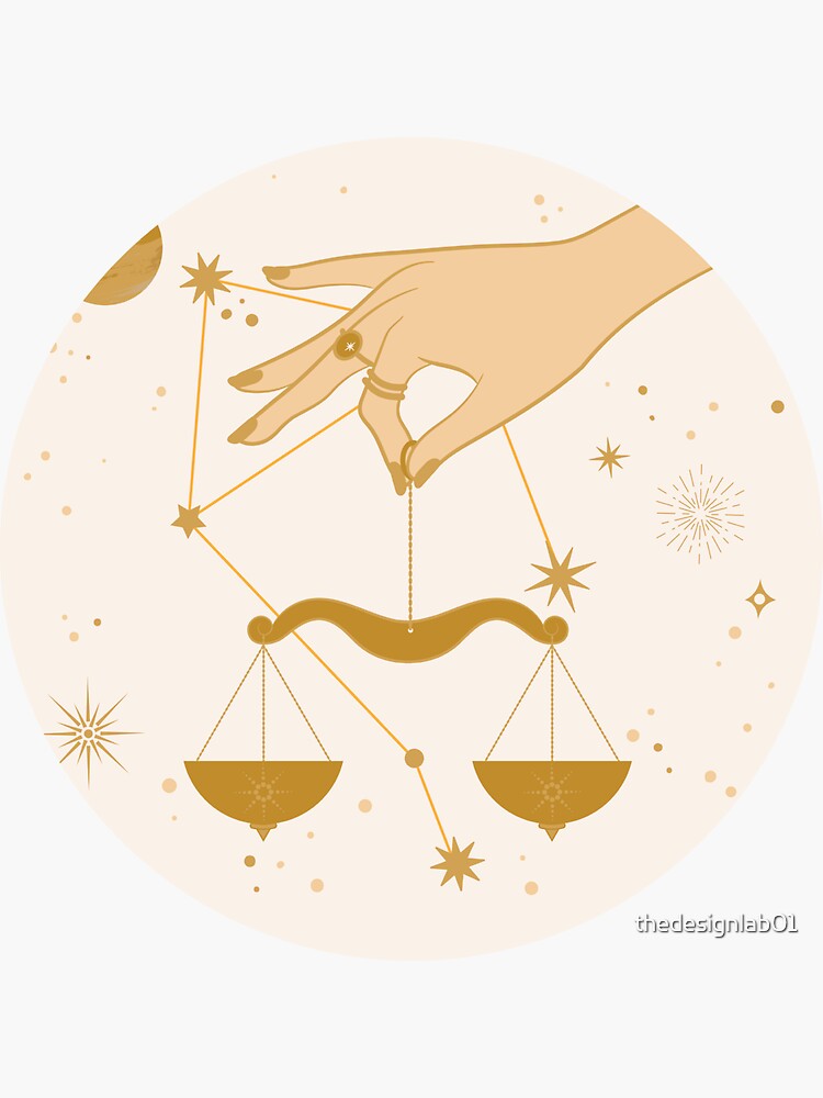 "Libra Star Sign Zodiac Art with Constellation Sticker" Sticker for ...