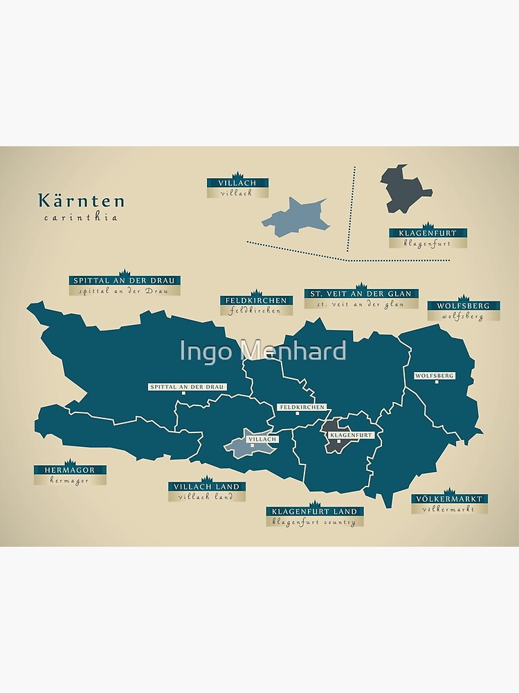 "Modern Map - Carinthia federal state map Austria AT" Poster by ...