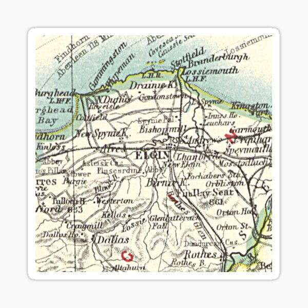 "ELGIN & surrounding area map 1899" Sticker for Sale by yourscotland ...