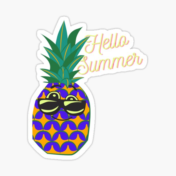 "Pineapple in Summer-Hello" Sticker for Sale by Shvetabattar | Redbubble