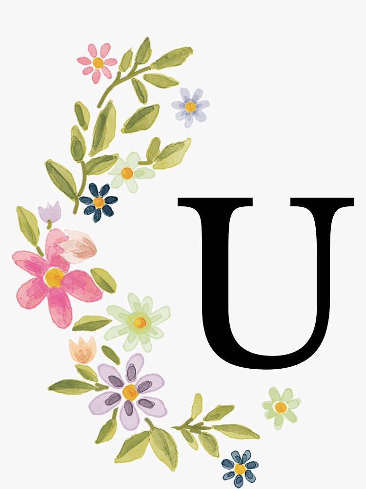 Pegatina «Letra U decorada con flores» de Biloce | Redbubble