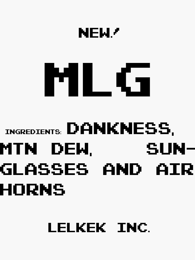 "MLG EXPLAINED" Sticker for Sale by kiwane | Redbubble
