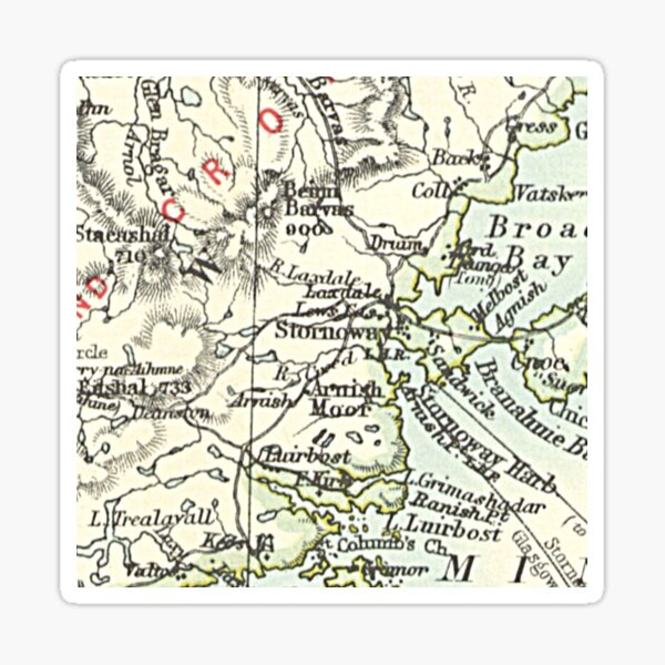 "STORNOWAY & surrounding area map 1899" Sticker for Sale by ...