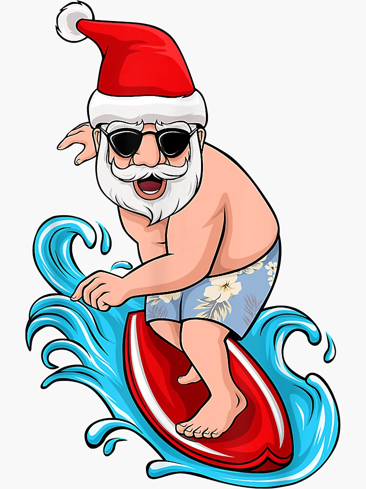 "Christmas In July T Shirt Surfing Santa Hawaiian Summer Gift.png ...