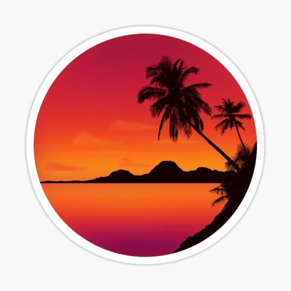 "tropical sunset circle" Sticker for Sale by sonia10 | Redbubble