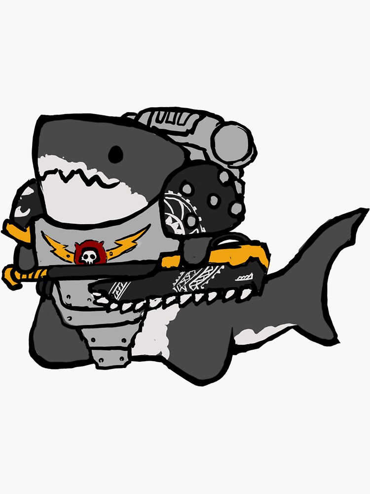 "Chibi Carcharodons 2 handed Chainaxe" Sticker for Sale by Spectralidax ...