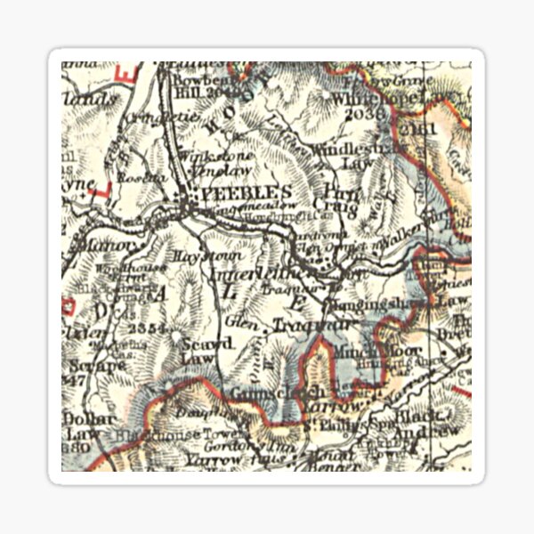 "INNERLEITHEN & surrounding area map 1899" Sticker by yourscotland ...