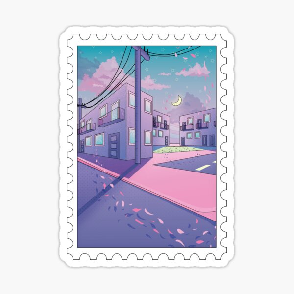"Citypop Aesthetic Apartments Postage Stamp Sticker" Sticker for Sale ...