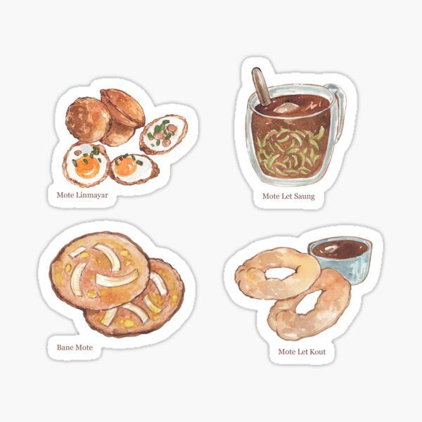 "Burmese Snacks" Sticker for Sale by whitefox13 | Redbubble