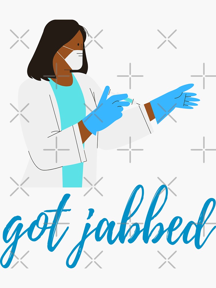 " got jabbed" Sticker for Sale by Artby-shikha | Redbubble