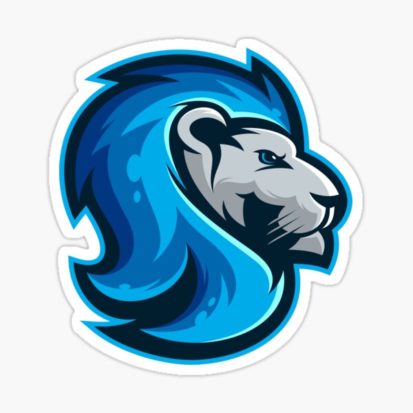 Pegatina «Personaje de ilustración de cabeza de león azul» de ...