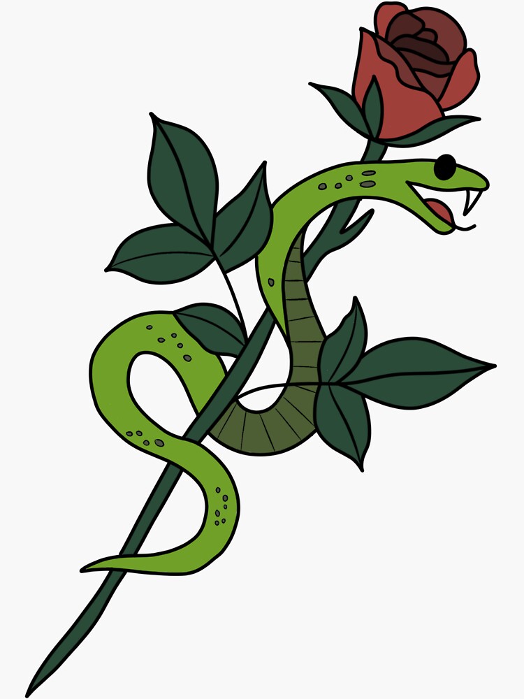 "Snake & rose" Sticker by brorassicpark | Redbubble