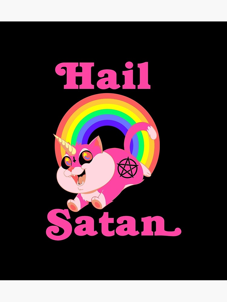 "Hail Satan Unicorn Cat Rainbow Funny Death Metal Meme" Photographic ...