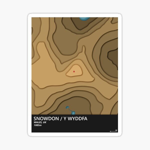 "Yellow / Brown Snowdon Topography Poster" Sticker for Sale by NJ-M ...