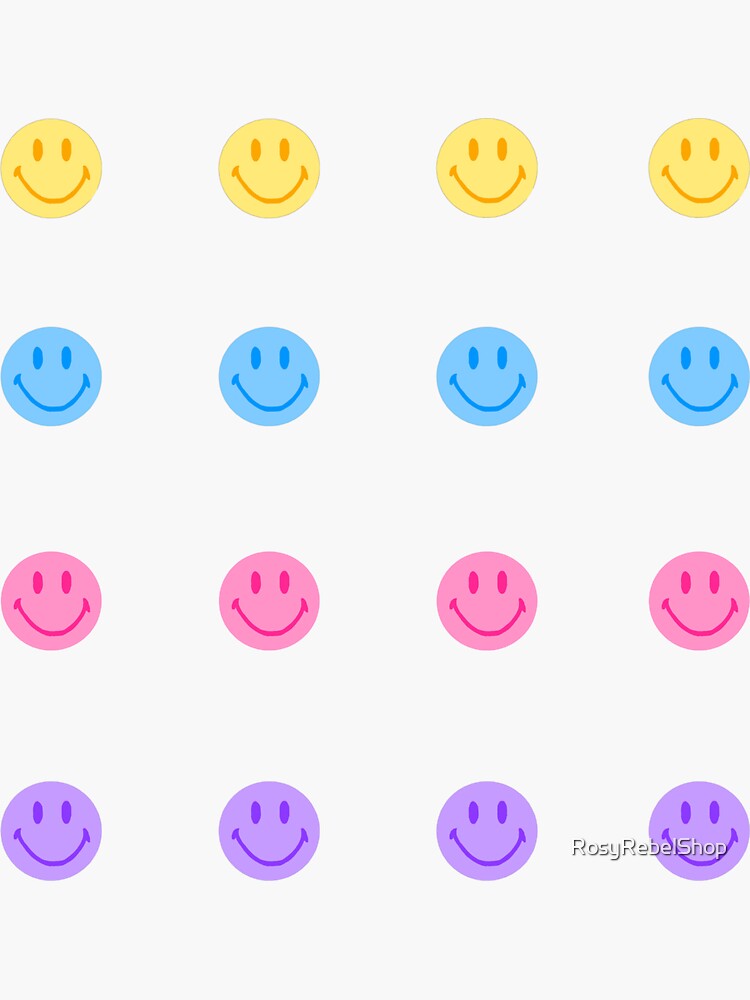 "Pastel smiley sticker set" Sticker for Sale by RosyRebelShop | Redbubble