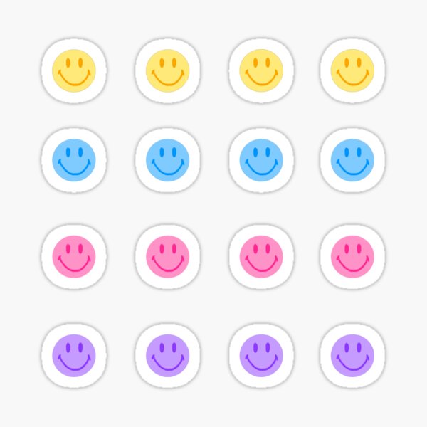 "Pastel smiley sticker set" Sticker for Sale by RosyRebelShop | Redbubble