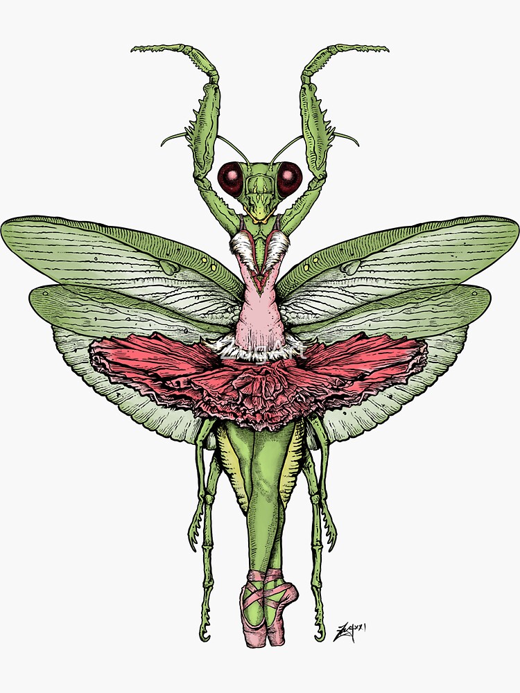 "Mantis Ballet" Sticker for Sale by ZugArt | Redbubble