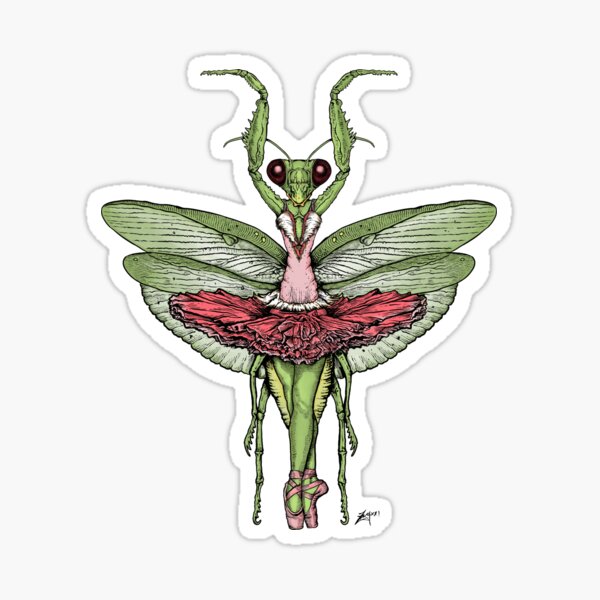 "Mantis Ballet" Sticker for Sale by ZugArt | Redbubble