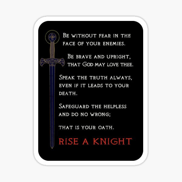 "KINGDOM OF HEAVEN, RISE A KNIGHT OATH" Sticker for Sale by Madjack66 ...