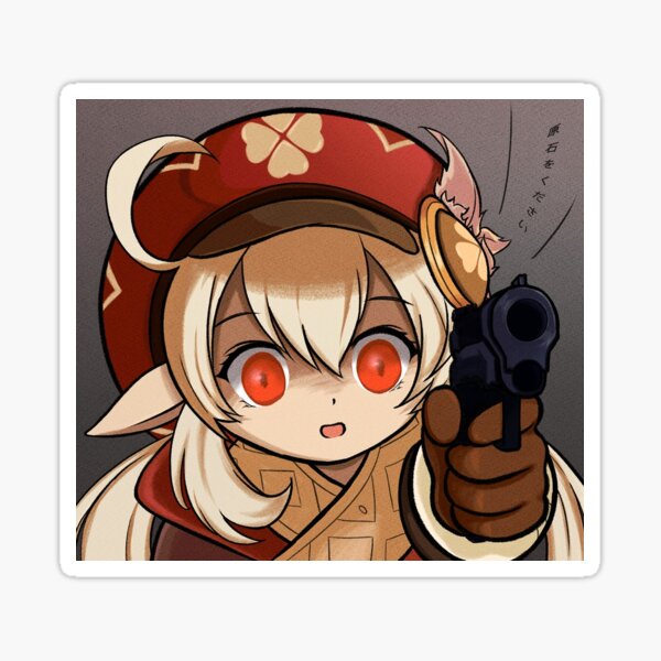Pegatina «Klee pointing with a gun - Genshin Impact» de DellaRe | Redbubble
