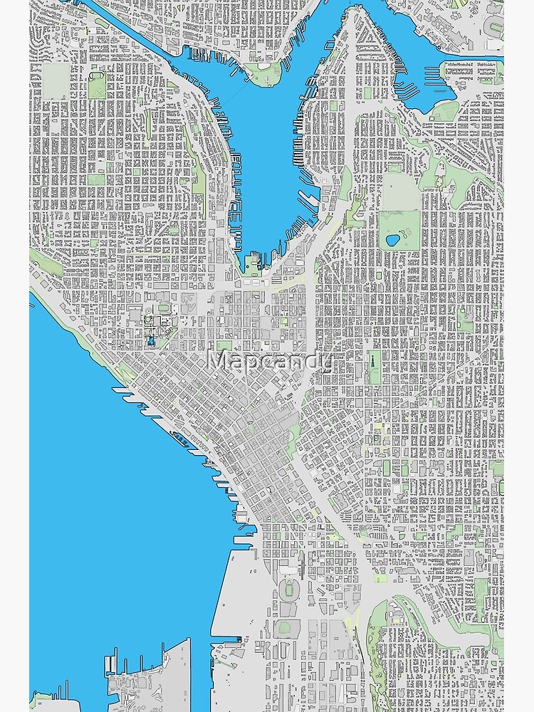 "Seattle city center cartoon map" Poster by Mapcandy | Redbubble