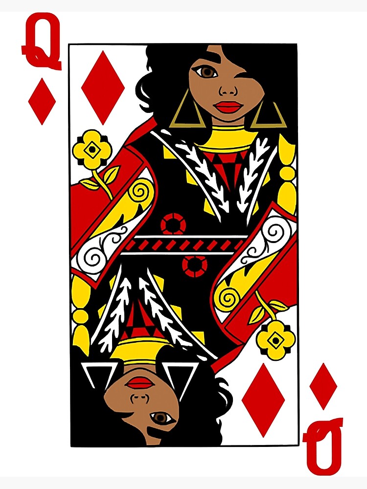 "Afro Queen of Diamonds Playing Card African American Graphic " Art ...