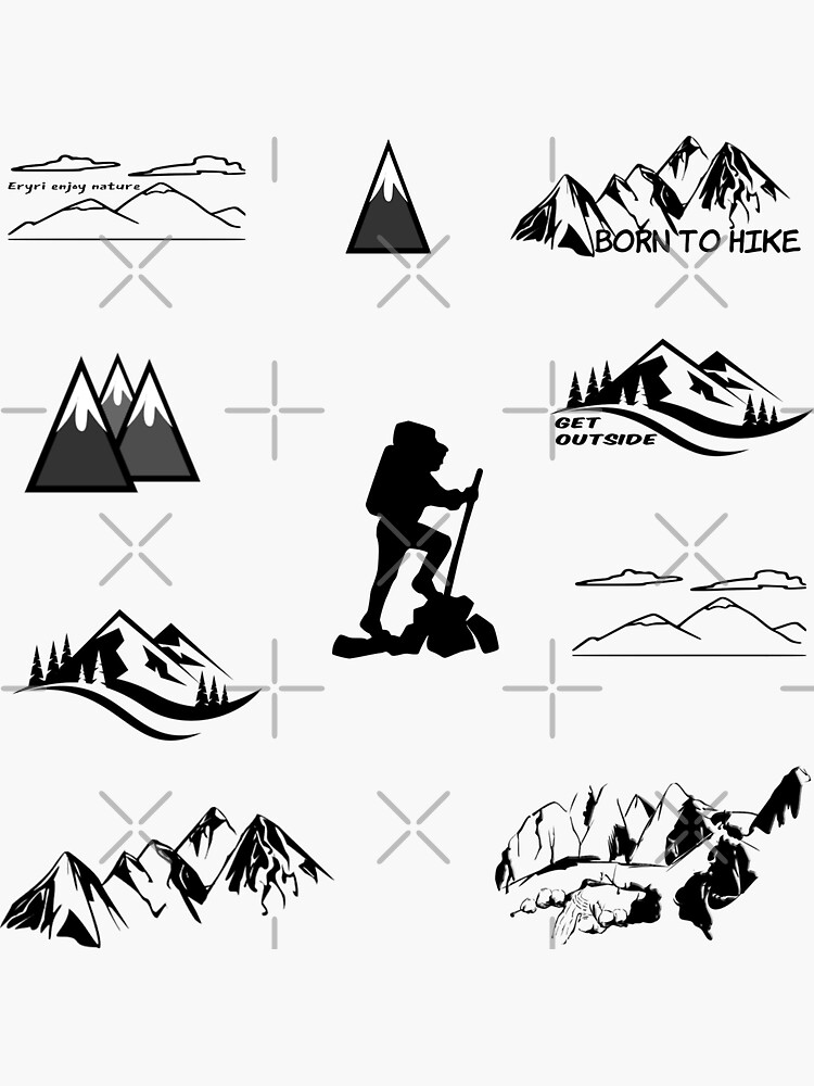 "Eryri enjoy nature Hiking Silhouettes" Sticker for Sale by ...