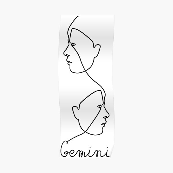 "Abstract Face Profile Line Art - Gemini Zodiac Sign" Poster for Sale ...