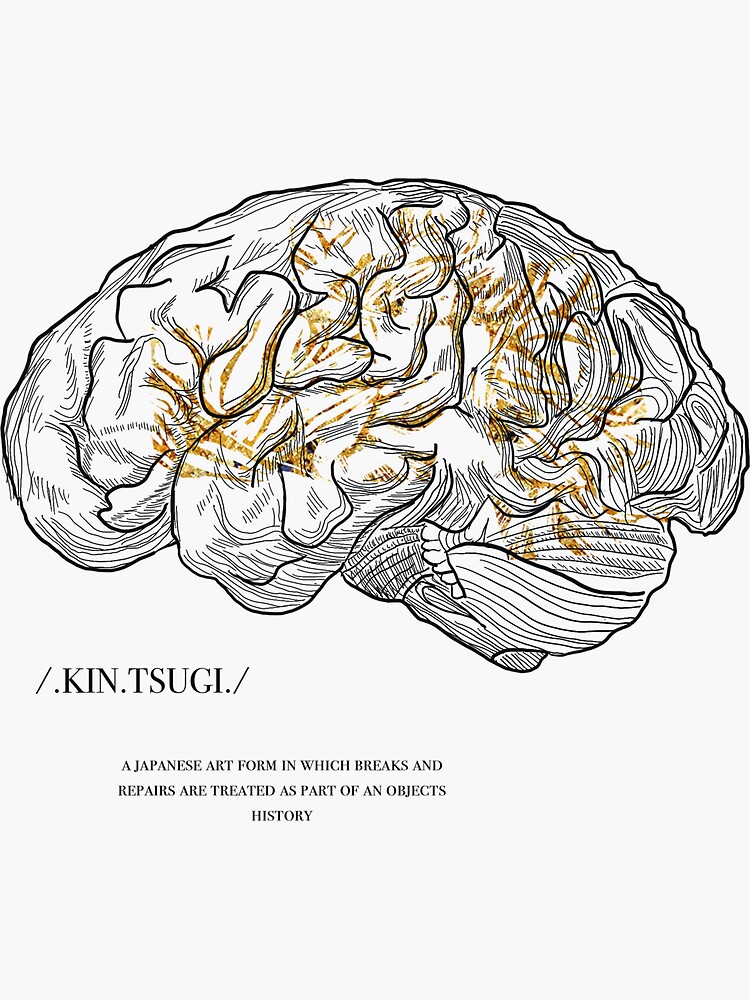 "Kintsugi Brain " Sticker for Sale by florannan | Redbubble