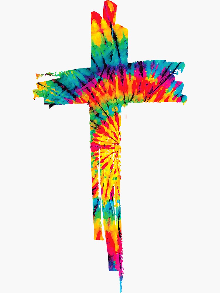 "Jesus Christian Cross Tie Dye Rainbow" Sticker for Sale by ...
