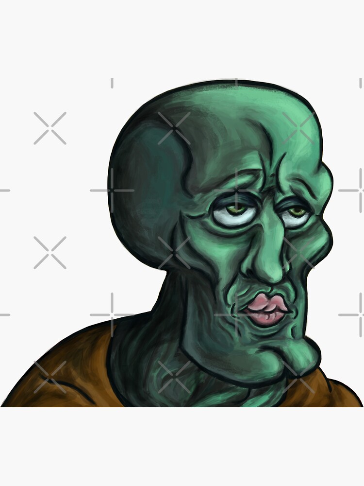 Pegatina «Hermoso meme de dibujos animados de Calamardo (fondo vacío ...