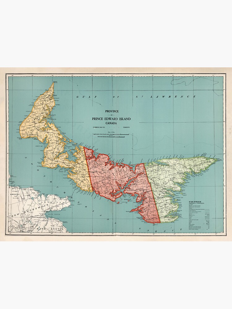 "Old Prince Edward Island Map (1925) Vintage Garden of the Gulf Canada ...