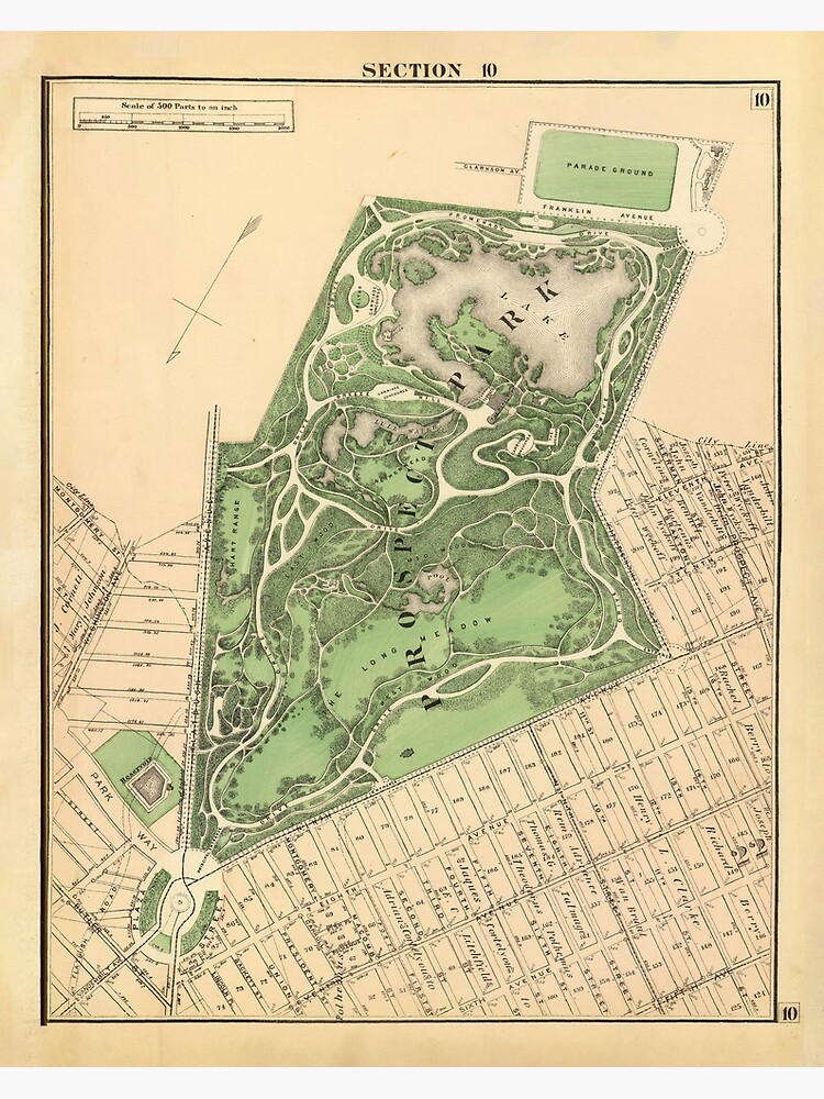 "Old Prospect Park Map (1874) Vintage Brooklyn Public Square Atlas" Art ...