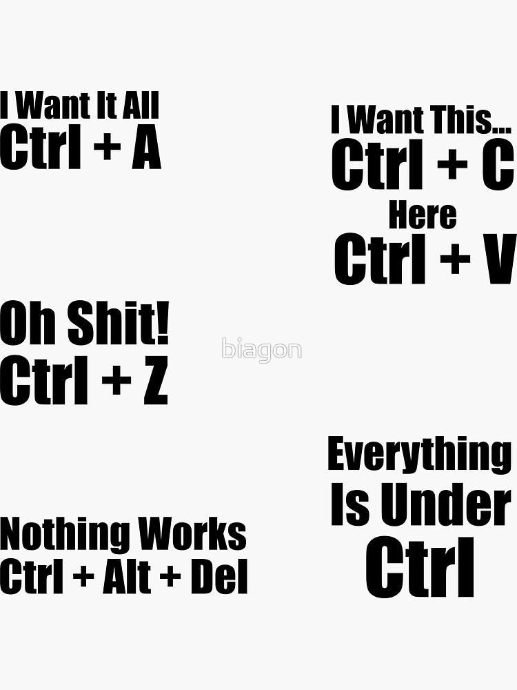 "Shortcut Key Ctrl Sticker Pack" Sticker for Sale by biagon | Redbubble