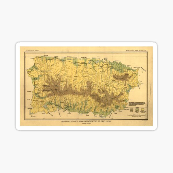 "Old Puerto Rico Agricultural Map (1899) Vintage PR Crops and Produce ...