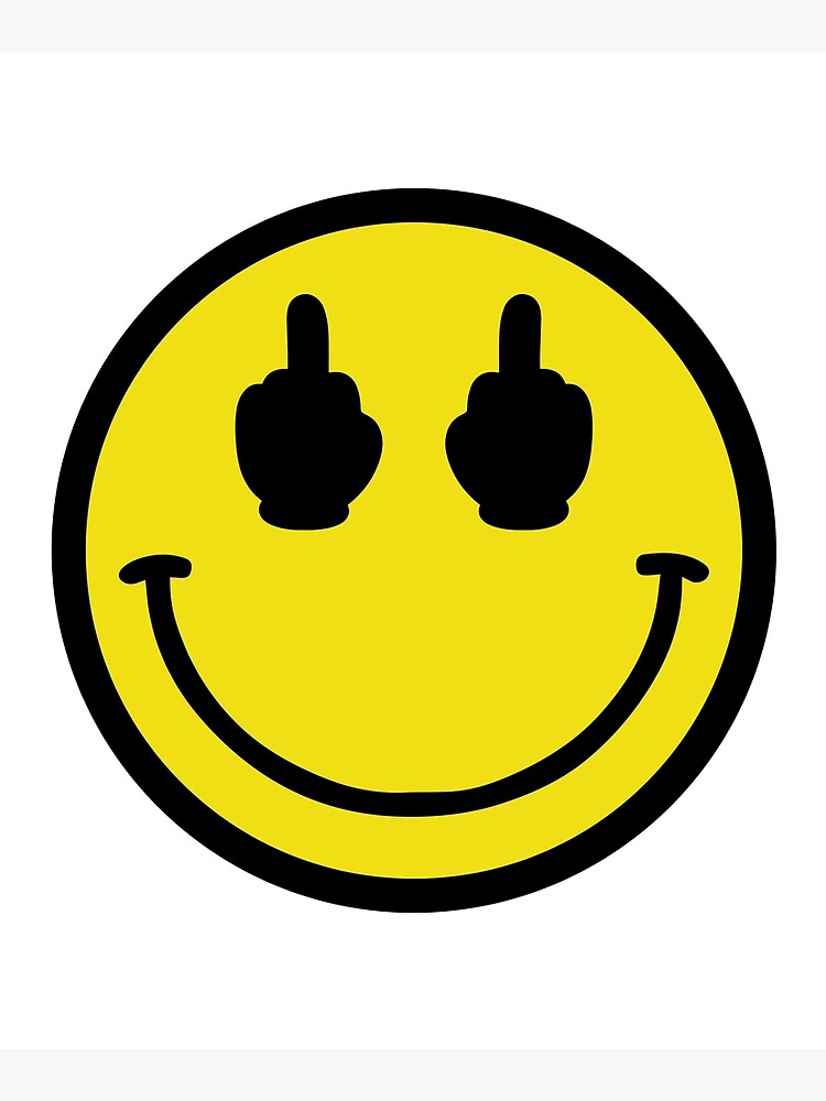 "Middle Finger Smiley Face" Mounted Print for Sale by Dali94 | Redbubble