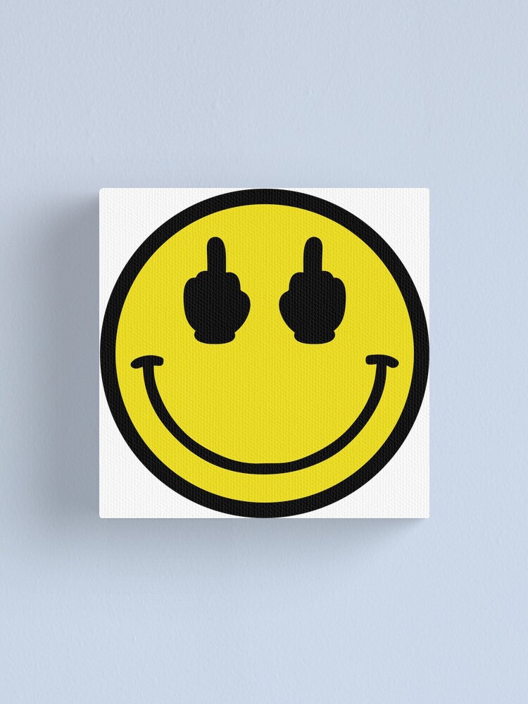 "Middle Finger Smiley Face" Canvas Print for Sale by Dali94 | Redbubble