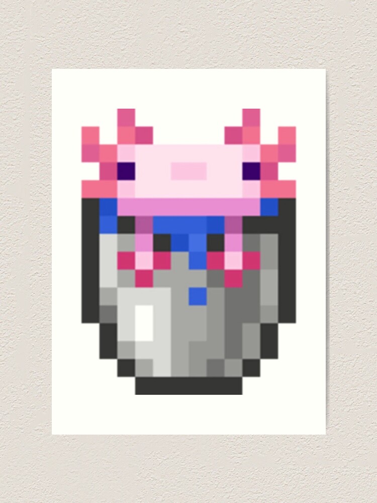 "minecraft bucket of axolotl " Art Print by sarxhnotfound | Redbubble