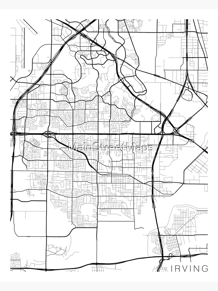"Irving Map, USA - Black and White" Poster for Sale by MainStreetMaps ...
