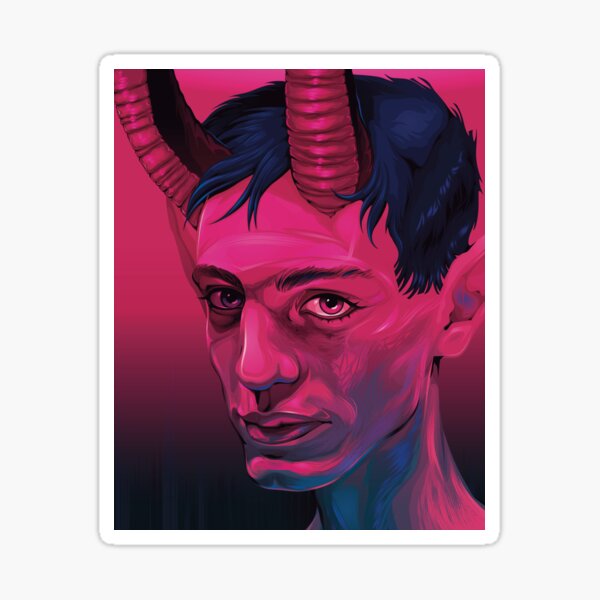 "Portrait of a Devil Boy" Sticker for Sale by QoneDesign | Redbubble
