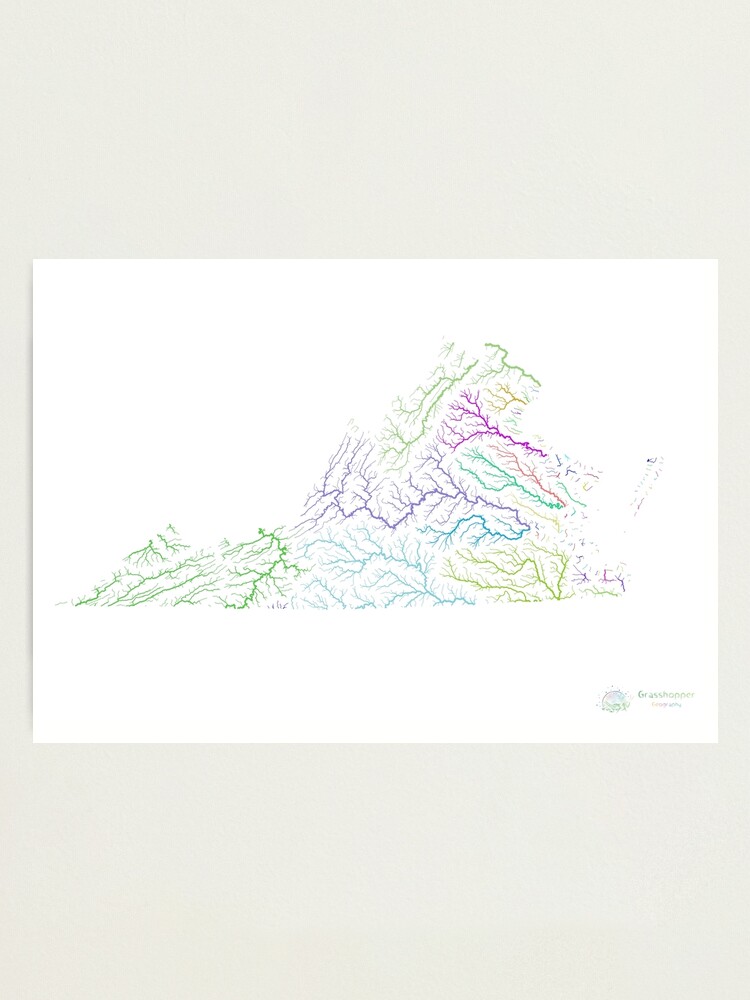 Lámina fotográfica «Mapa de la cuenca del río Virginia en colores del ...