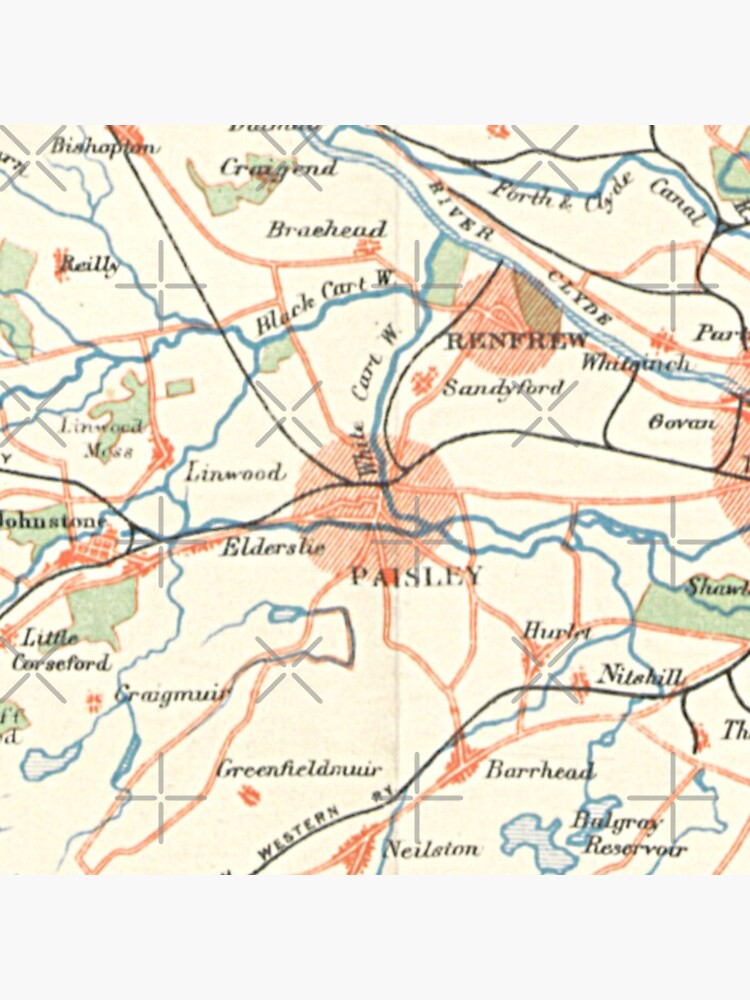 "PAISLEY & surrounding area map 1899" Sticker for Sale by yourscotland ...