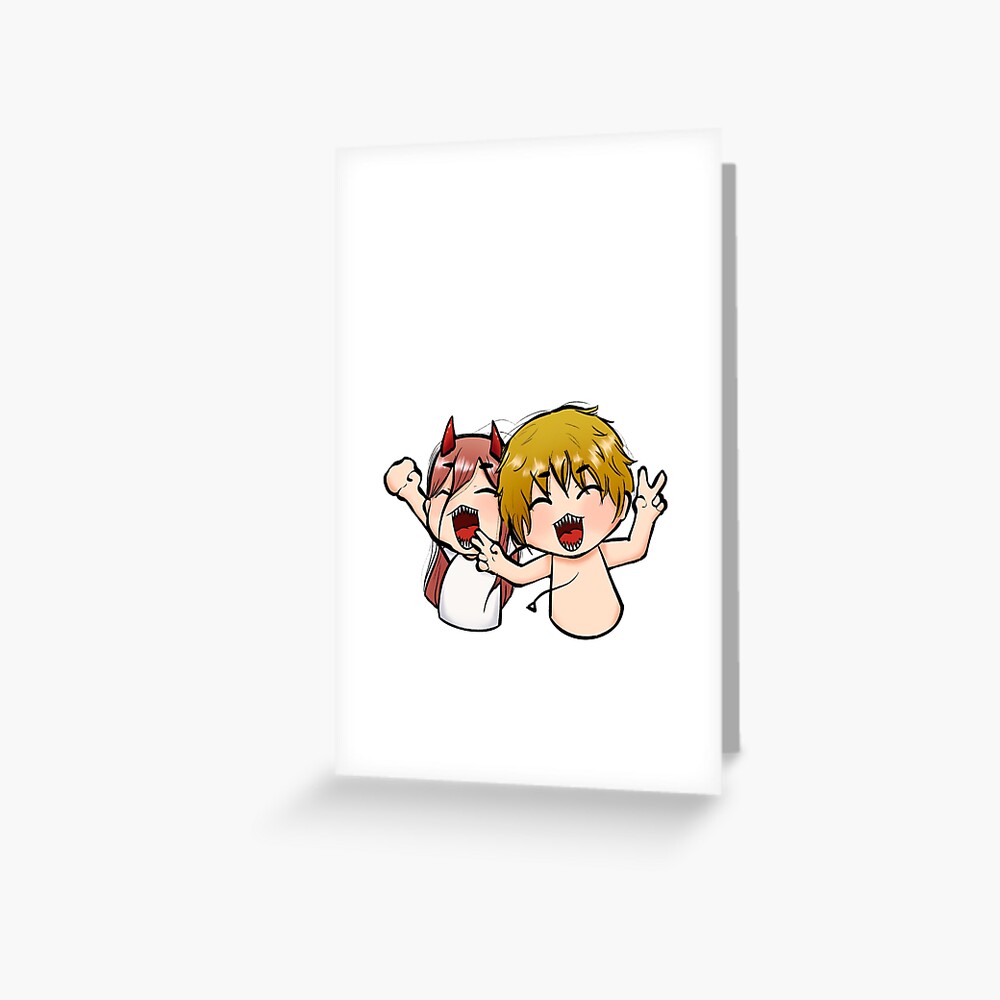 "Chibi Denji and Power" Greeting Card for Sale by Miaw-arts | Redbubble