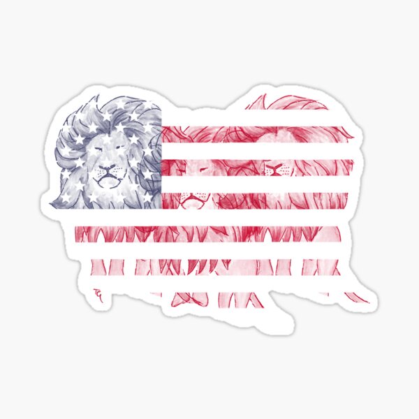 "USA Flag - Three Lions On A Shirt" Sticker by idrawlyricsuk | Redbubble